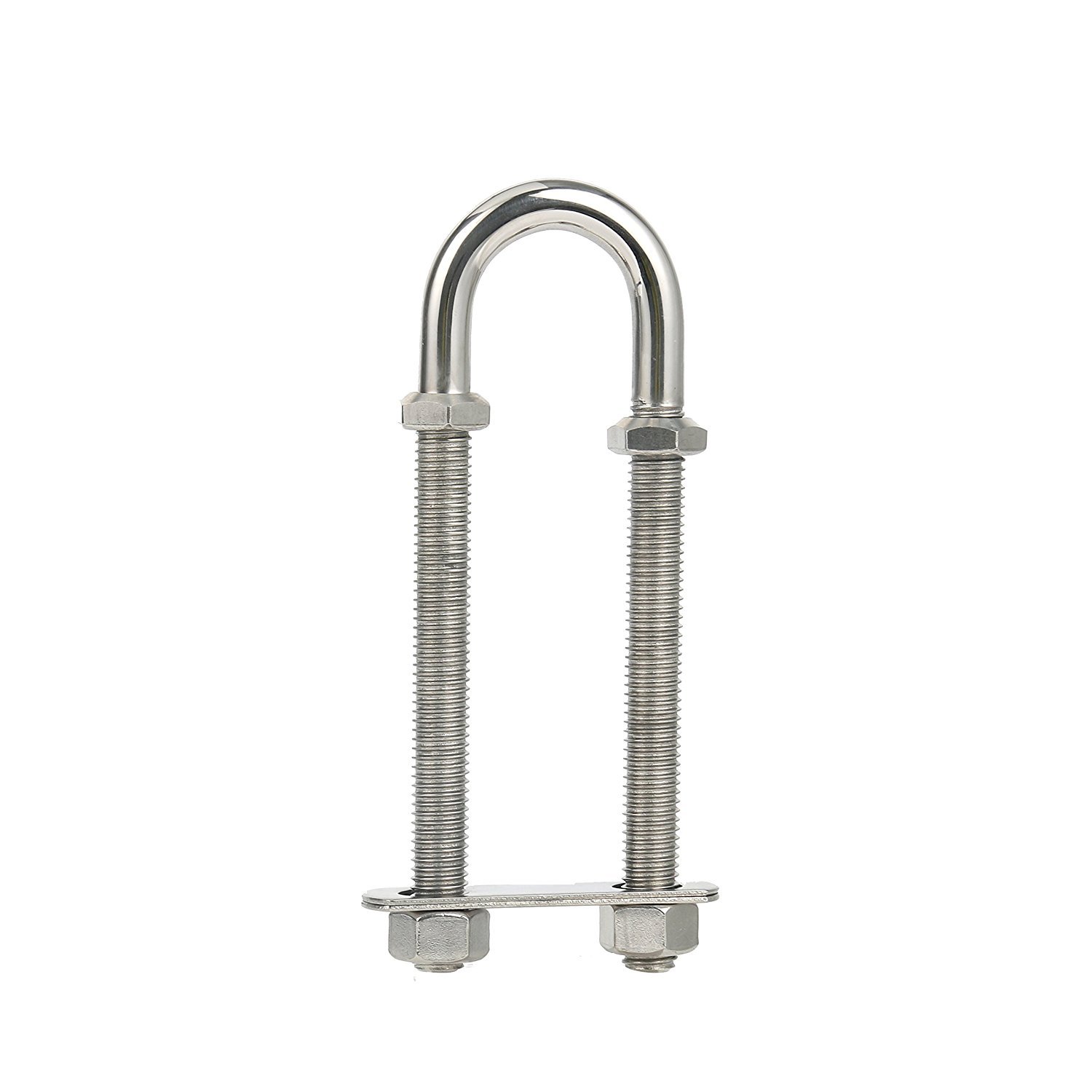 Amarine-made Stainless Steel Marine Boat Stern Bow Eye Tie Down U Bolt (1/2-Inch and 3/8-Inch Optional) (Silver, 3/8" Dia - 2-1/2" Thread Lenght)