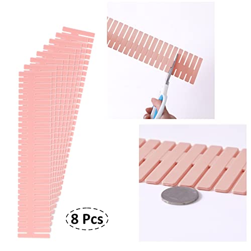 14.5 in Pink DIY Grid Drawer Organizer for Socks, TWUTGAYW 8PC Adjustable Plastic Storage Drawers Divider, Drawer Organizer Grid Dividers, Pink Drawer Partitions for Tie, Bras, Underwear, Makeup