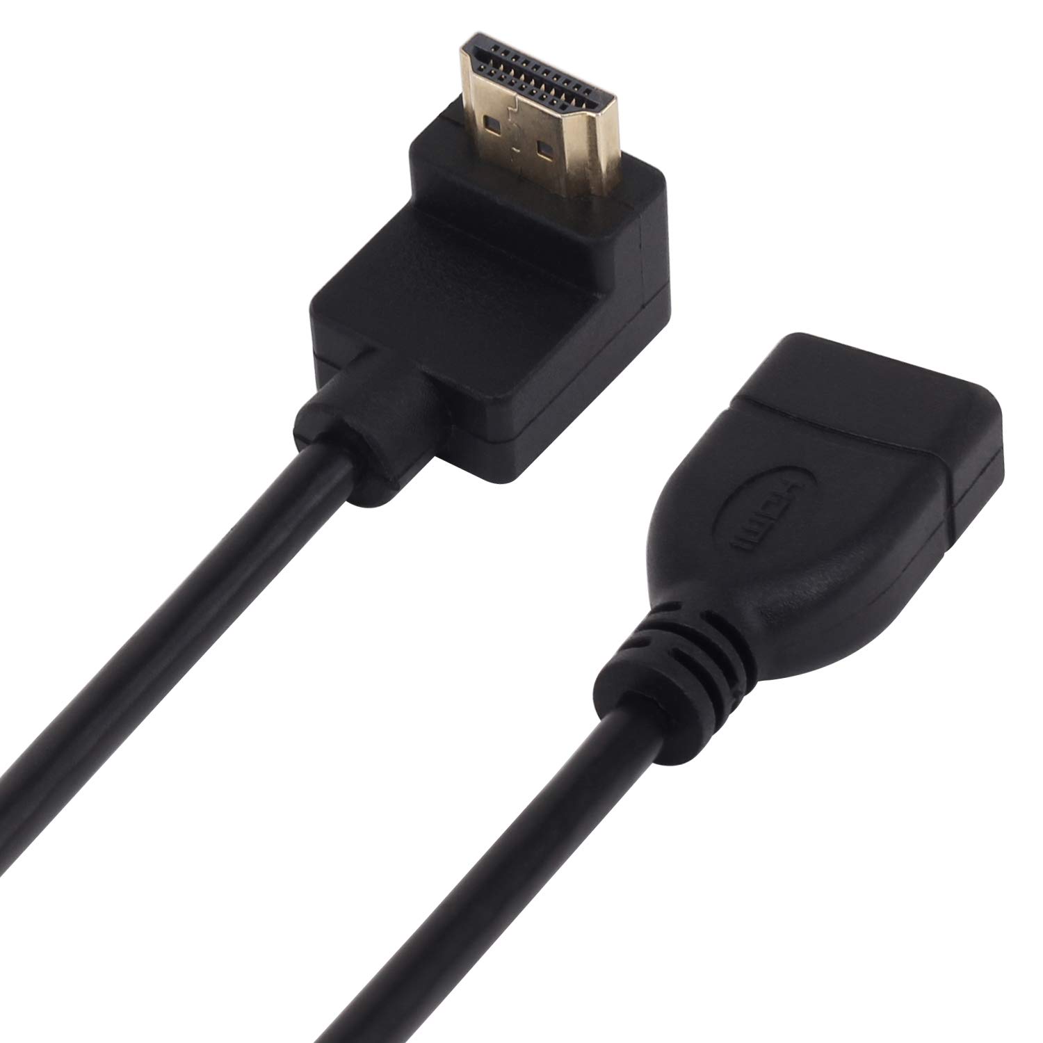 Yeworth [2 Pack 0.95FT High Speed Gold Plated HDMI Extension Adapter Cable, 90 Degree Down Angle A Male to A Female Extension Wire Cord HDMI Extender Cable