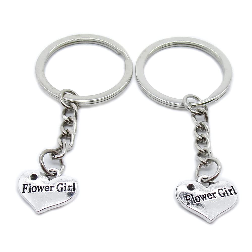 100 Pieces Keychain Keyring Door Car Key Chain Ring Tag Charms Supplies XU4H4W Flower Girl Love Heart