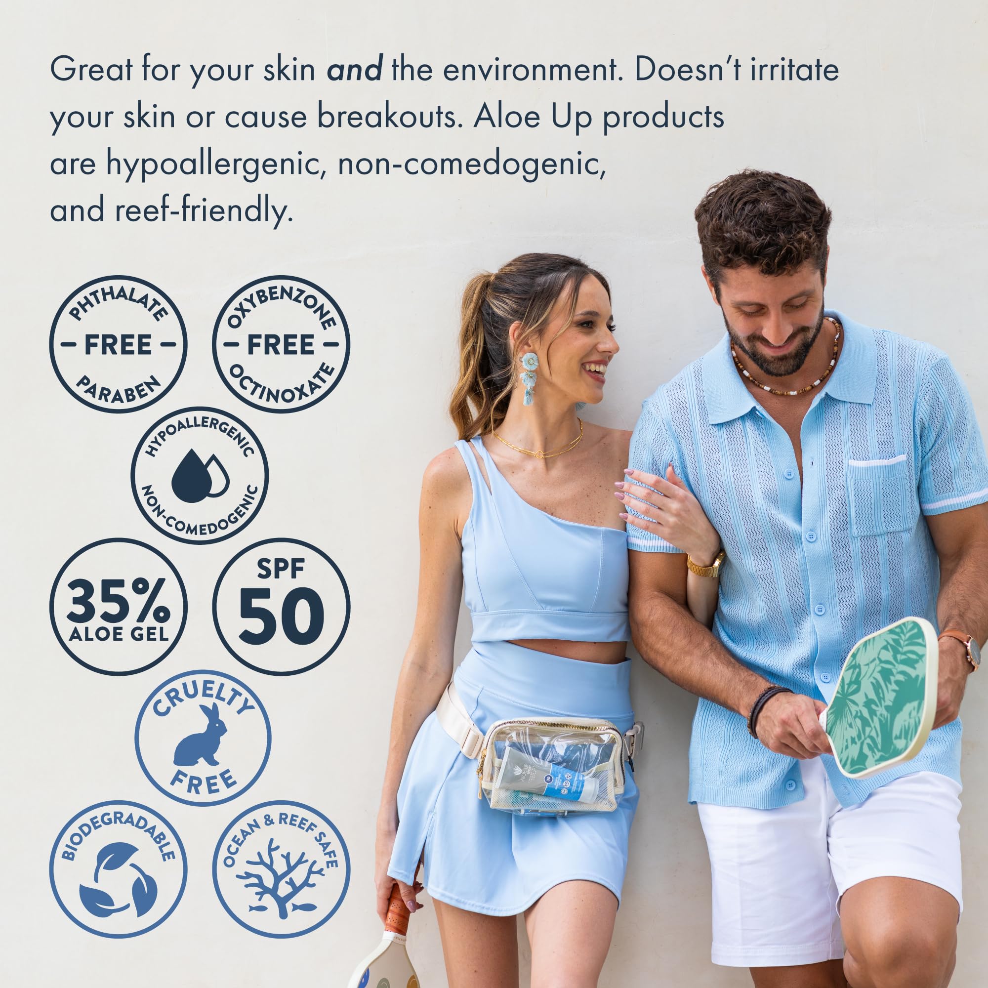 Aloe Up Sport Sunscreen Lotion SPF 50 - Broad Spectrum UVA/UVB Sunscreen Protector for Face and Body - With Hydrating Aloe Vera Gel - Non-Greasy - No White Cast - Reef Safe - Fragrance-Free - 6 Oz.