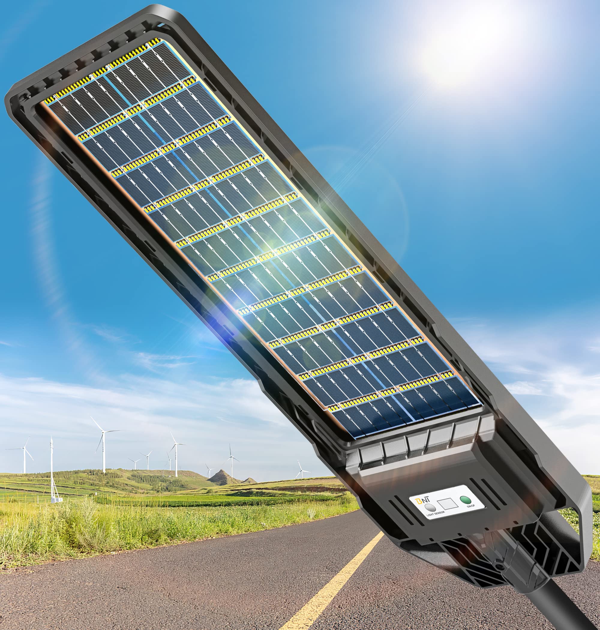 BNT [2023 Upgrade] 800W Solar Outdoor Lights, 6500K 80000LM Solar Street Lights Outdoor with IP66 Waterproof, Dusk to Dawn Solar Flood Lights Outdoor Motion Sensor for Yard, Garden, Path