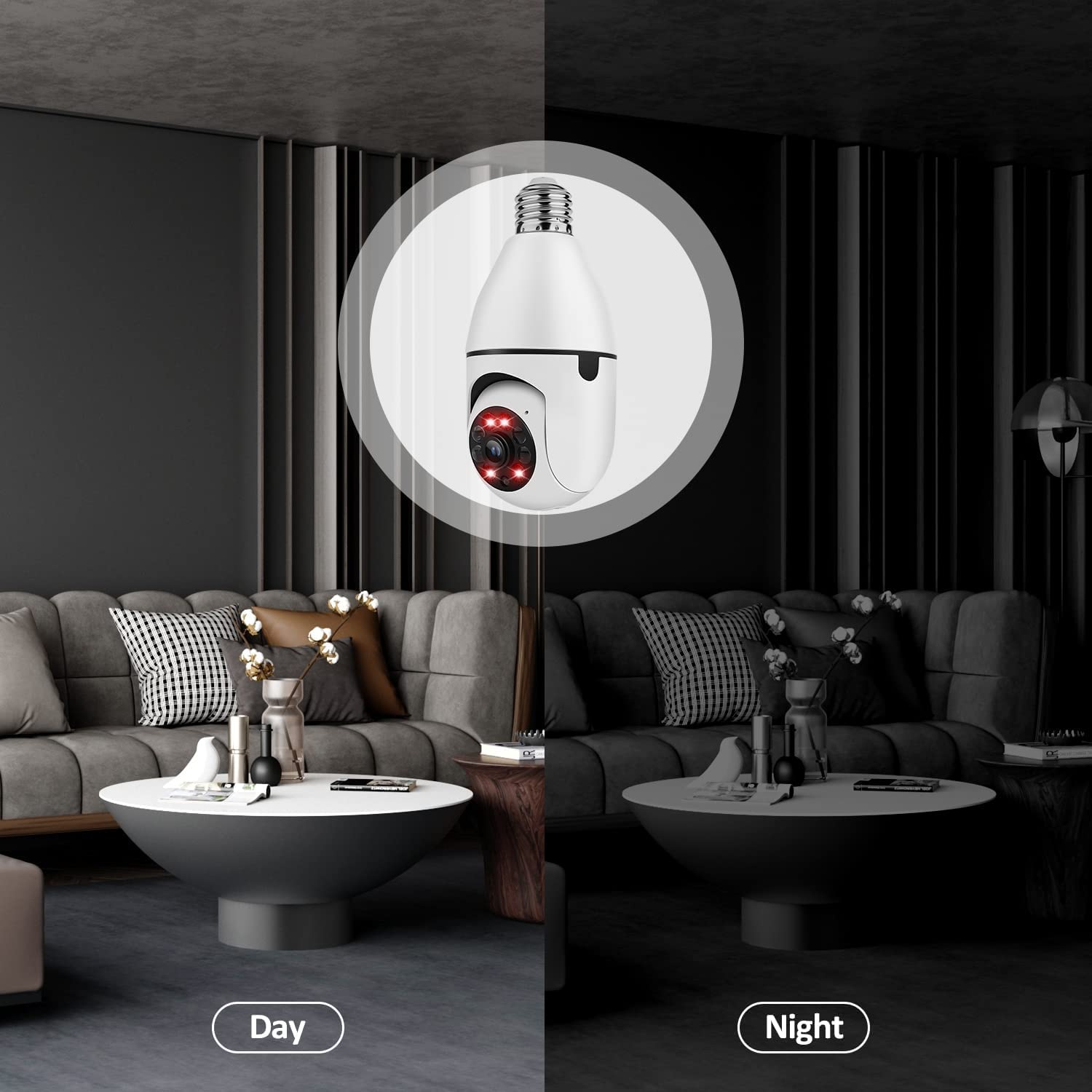 1080P 360°Rotate Auto Tracking Panoramic Camera Light Bulb Night Vision Wireless for WiFi PTZ IP Cam Remote Viewing Security E27 Interface Home Security Webcam Two Way Voice