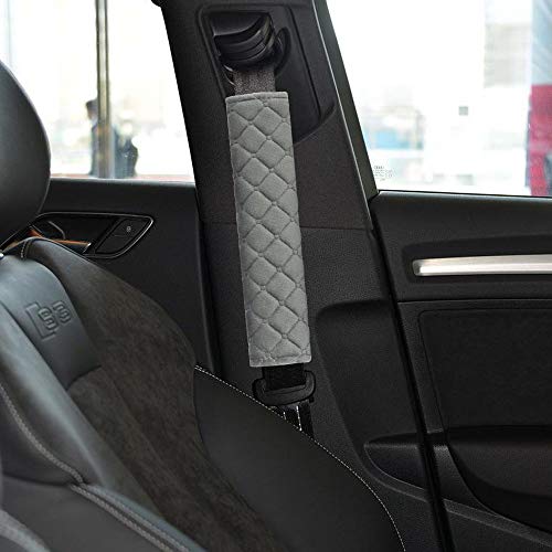 MIRKOO Car Seat Belt Cover Pad, 4-Pack Soft Car Safety Seat Belt Strap Shoulder Pad for Adults and Children, Suitable for Car Seat Belt, Backpack, Shoulder Bag, Laptop Computer Bag(4-Gray)