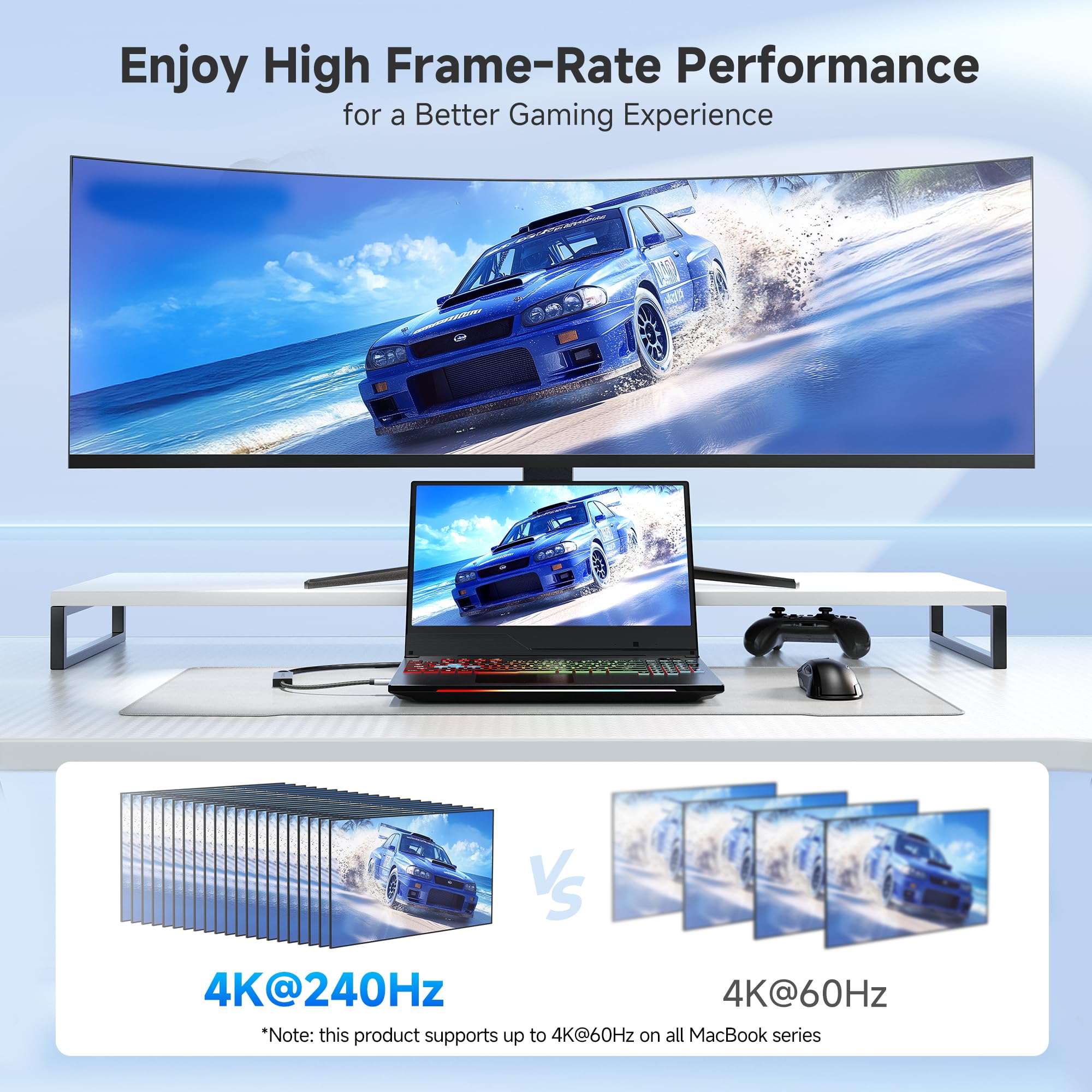 Cable Matters 48Gbps USB C to HDMI 2.1 Adapter, Supports 8K 60Hz / 4K 240Hz HDR, Thunderbolt 4 to HDMI 2.1, HDMI 2.1 to USB C Adapter, Compatible with Thunderbolt 5 - Max Resolution on Mac is 4K@60Hz