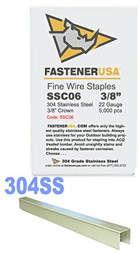 3/8" Leg x 3/8" Crown 22GA 304SS C06 Upholstery Staples 10,000ct | SSC06