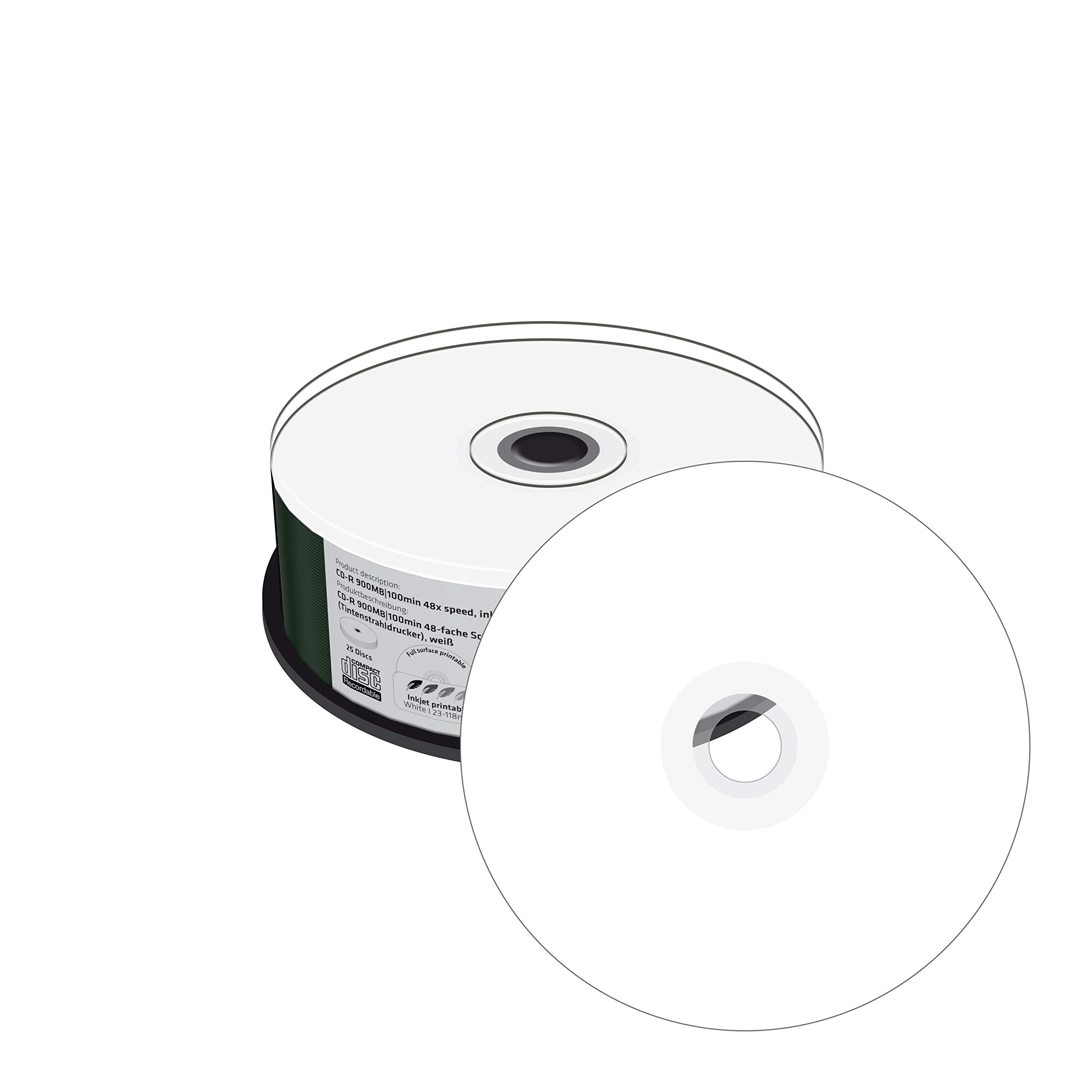 25-Pak 100-MIN 900MB 48X White Inkjet Hub Printable CD-R's by MediaRange