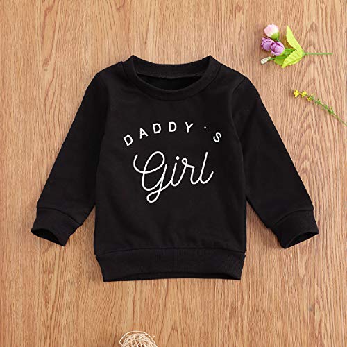 DuAnyozu Infant Toddler Baby Girl Long Sleeve Shirts Daddys Girl Pullover Sweatshirt Tops Fall Outfit Casual Clothes (Black, 12-18 Months)