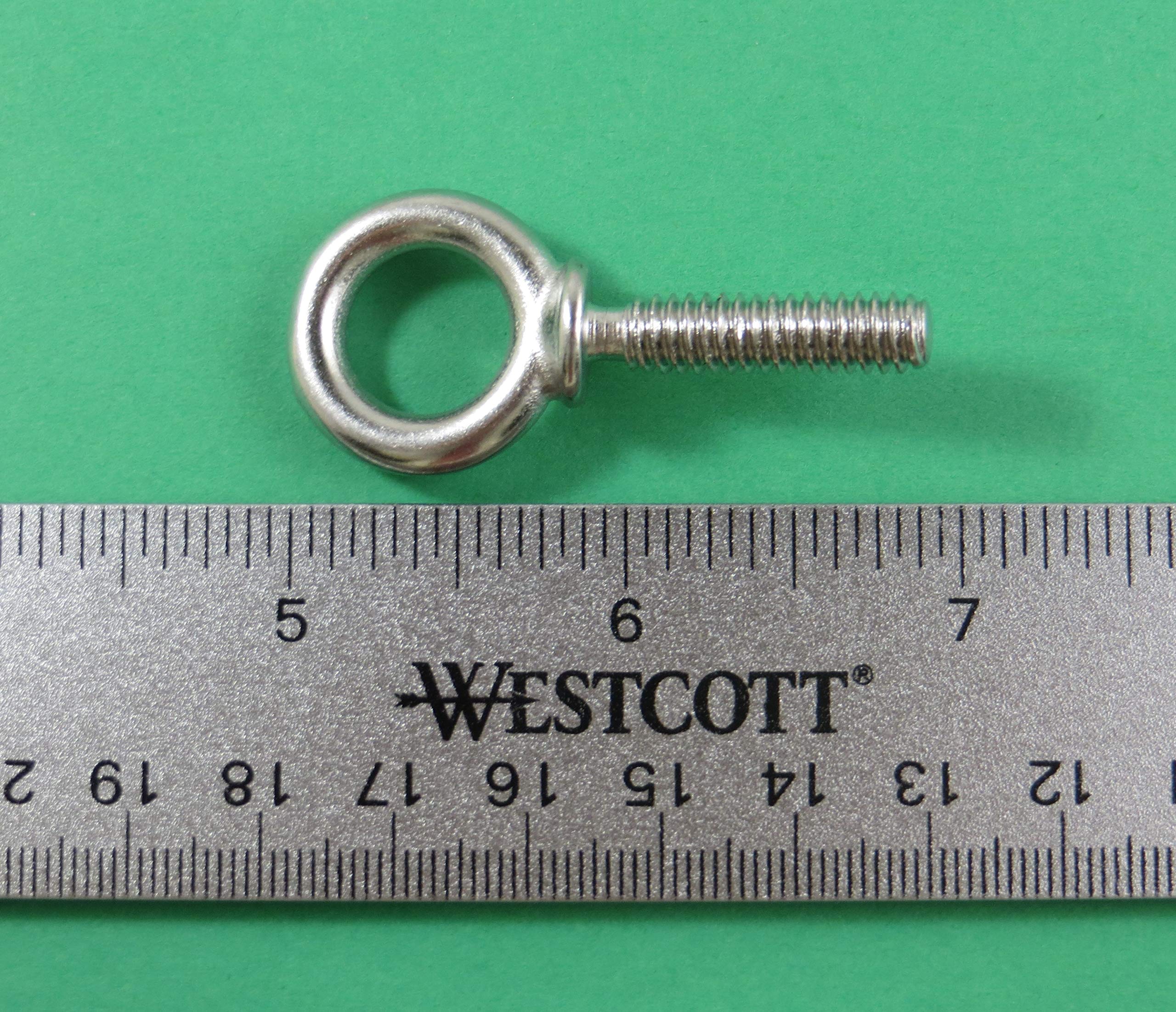 US STAINLESS 4 Pieces Stainless Steel 316 1/4" x 1" UNC Machinery Eye Bolt Marine Grade Pitch of 20