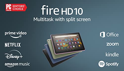 Amazon Fire HD 10 tablet, 10.1", 1080p Full HD, 64 GB, latest model (2021 release), Black