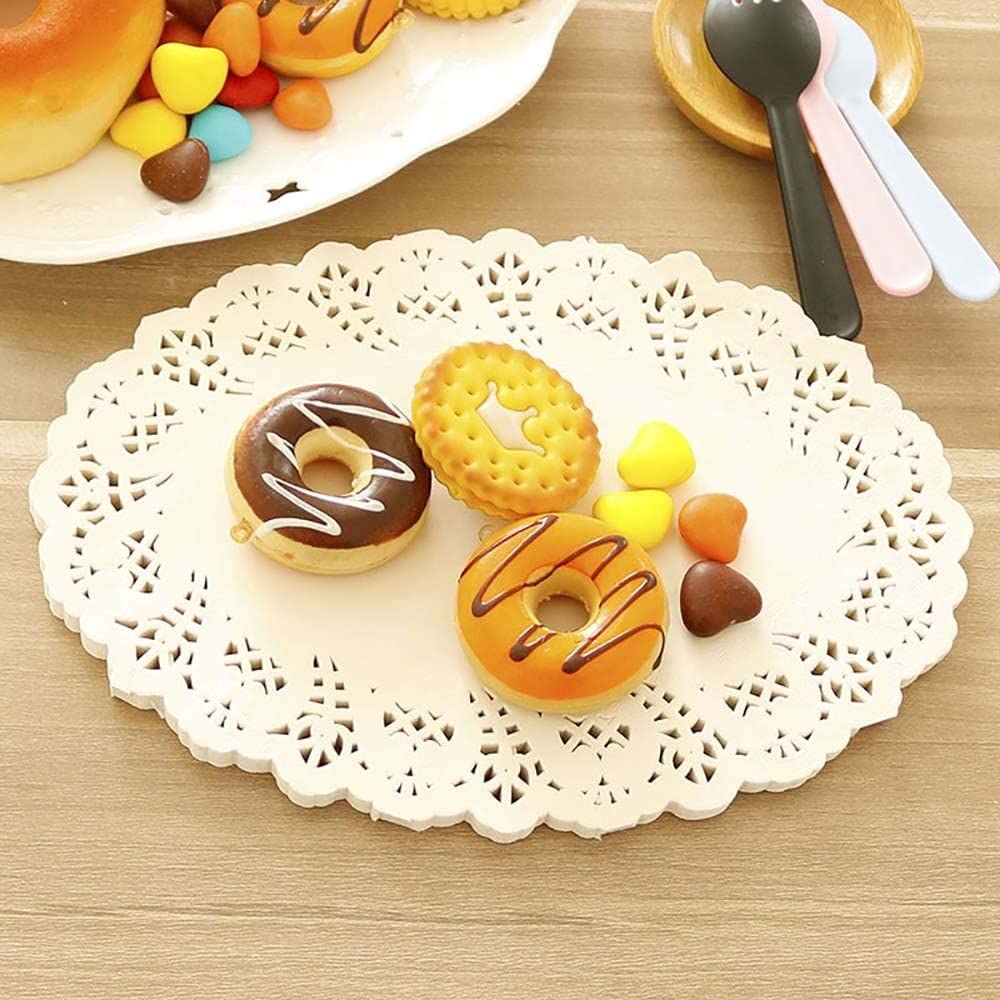 100PCS White Lace Paper Doilies for Wedding, Birthday, Cakes, Desserts, Light Brown Doilies for Food, Formal Events(10.5 inch Round )