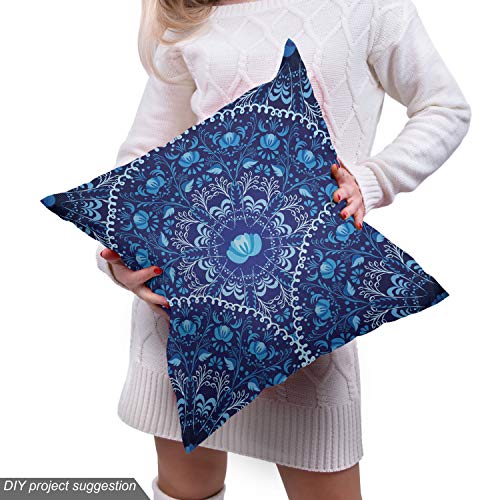 Ambesonne Navy Blue Fabric by The Yard Circular and Floral Alike Oriental Style Patterned Design Artwork Printed Decorative Water Resistant Material for Upholstery and Home Accents 1 Yard Blue Navy