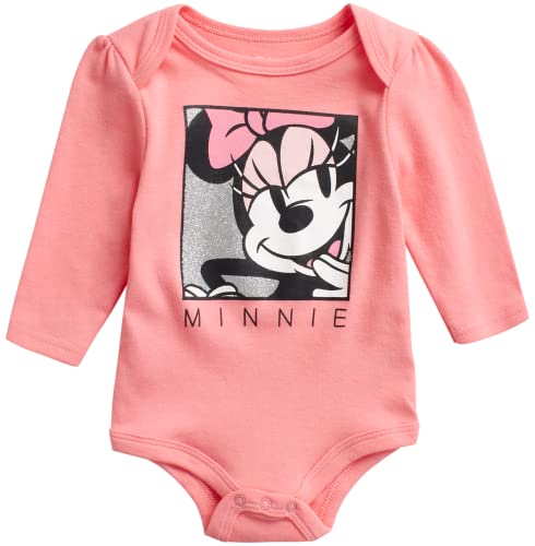 Disney Baby Girls? Minnie Mouse Layette Set - 3 Piece Bodysuit, Pants, and Bib (Newborn), Size 6-9 Months, Rose/Grey