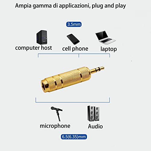Eledabra 1/4'' to 3.5mm Stereo Headphone Adapter for Audio Connector Cable, 3.5mm(1/8'') Plug Male to 6.35mm (1/4'') Jack Female Stereo Adapter for Headphone, Amp Adapte -5PCS