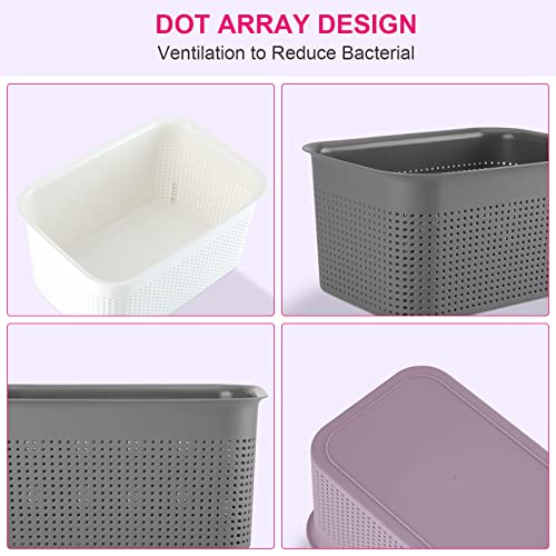 AREYZIN Sef of 12 Plastic Baskets- Lidded Storage Baskets Plastic Bins Organizer Containers 6 Pack + Plastic Strage Baskets for Organizing 6 Pack