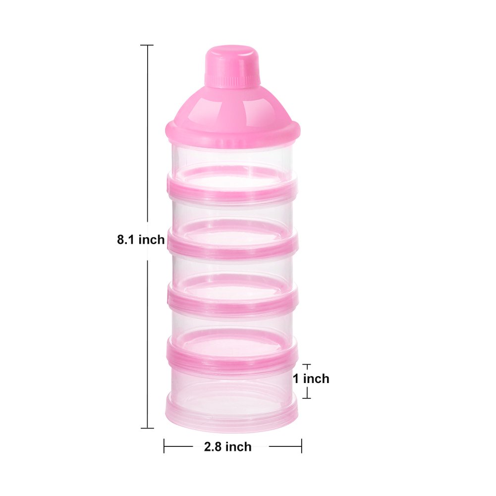 Accmor Formula Dispenser On The Go, 5 Compartments Stackable Formula Container for Travel, Baby Milk Powder Kids Snack Container, BPA Free