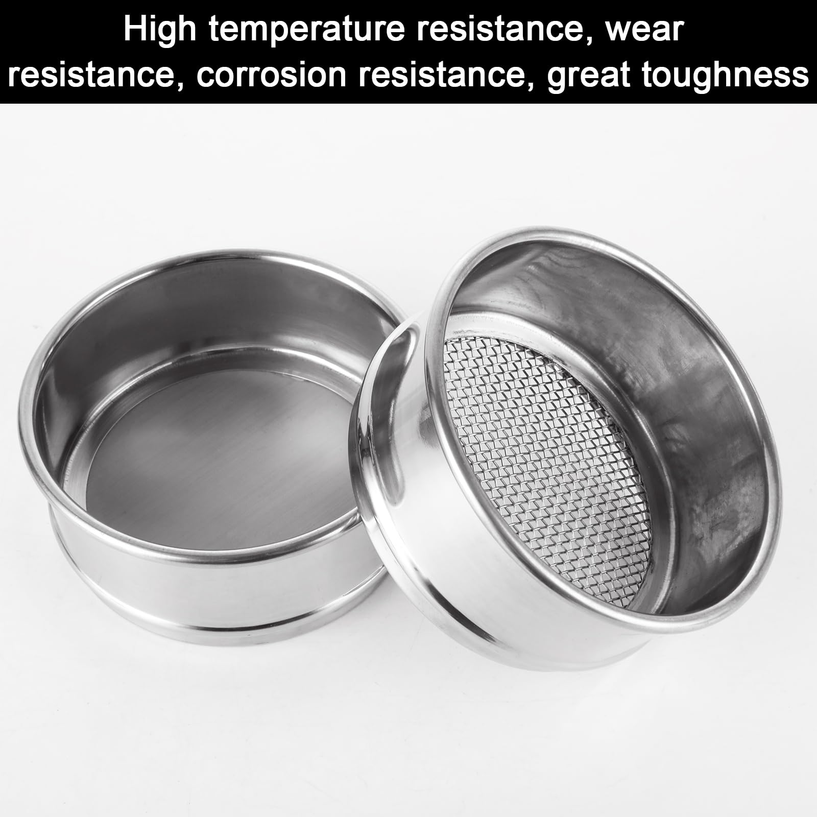 2 PCS Lab Sieves 304 Stainless Steel Test Sieves 100 Mesh 0.154mm + 10 Mesh 2mm Aperture Lab Standard Test Sieve φ10cm/4”Dia Economy Test Sieve for Industrial Laboratory