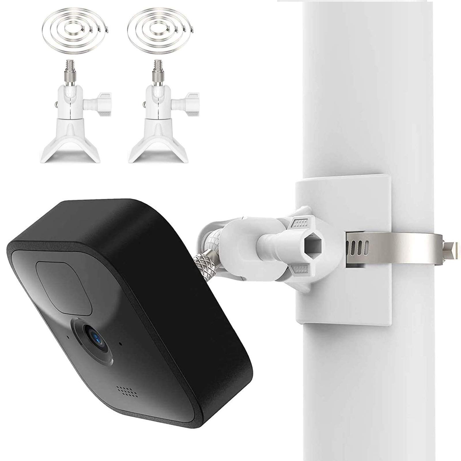 Blink Camera Pole Mounting Bracket, Lyeiaa All-New Blink Outdoor Blink XT2 Wall Mount Bracket Holder, Applicable Pipe Diameter Size 1.18-7.87 inch (30mm-200mm) (2 Pack-White)