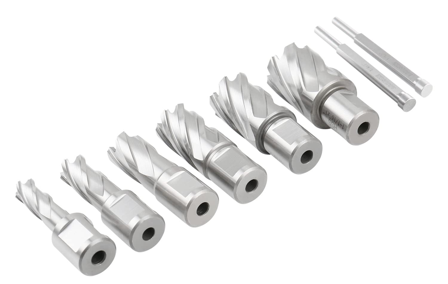 Accusize Industrial Tools Hss Professional Annular Cutter Set 1'' Cutting Depth, 7/16'' to 1-1/16'' with 3/4'' Weldon Shank, 8 Pc Set, HSS1-0000