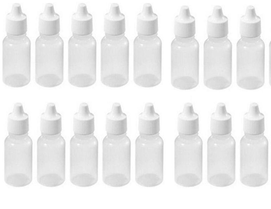 24 Pcs Empty Plastic Squeezable Refillable Portable Eye Liquid Dropping Dropper Bottle With Plug Container Vial For Essential Oil (5ML)