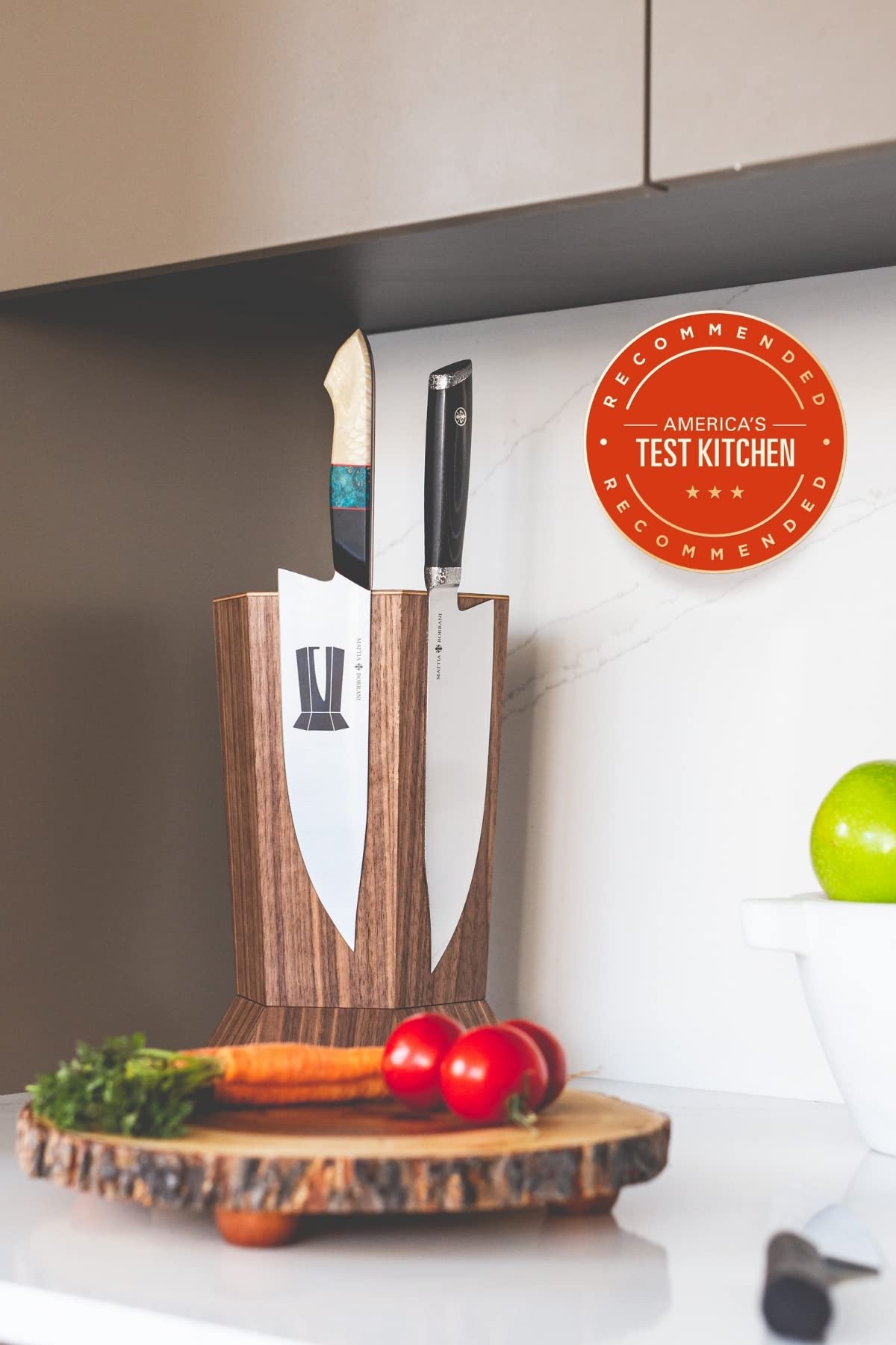 360 Knife Block - (Walnut) ROTATING Magnetic knife block - SeriousEats/ATK/Cooksillustrated BEST Universal Knife Block - handmade in Washington