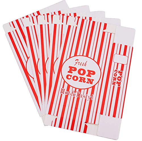 Bekith 100 Pack Paper Popcorn Boxes, Close-Top Popcorn Containers Cups Bucket for Movie Party and Theater Night