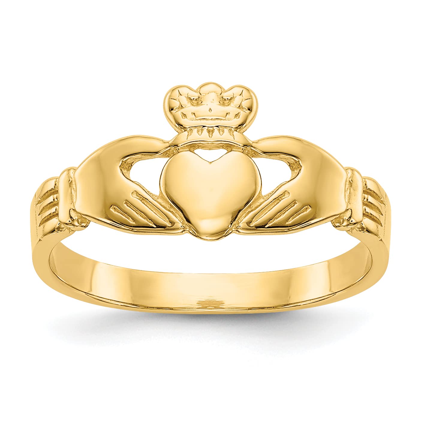 14K Yellow Gold Irish Heart Love Claddagh Ring Size 3