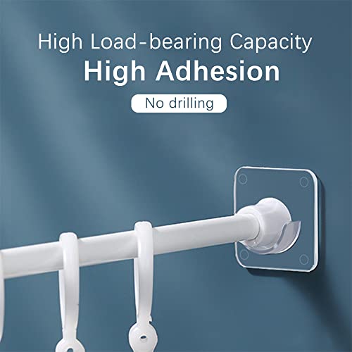 8 Pack Curtain Rod Holders No Drilling, Adhesive Shower Rod Holder for Bathroom, Clear Tension Rod Holder for Windows, Wall (Clear)