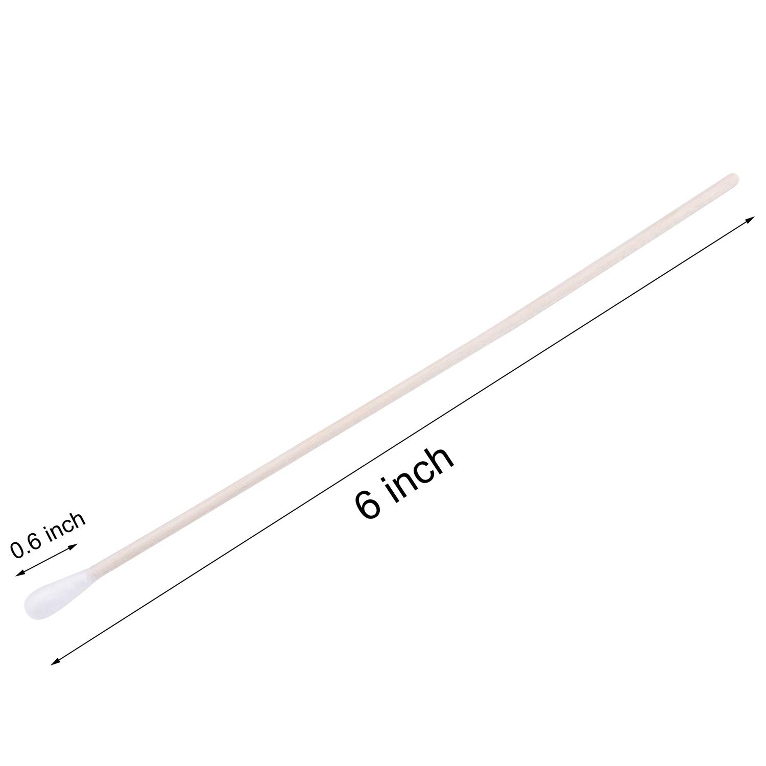 6" Cotton Swabs Wooden Handles Cotton Tipped Applicator Wood Sticks with Single Tip for Gun Cleaning, Wound Clean, Makeup, Removal Residue Tbestmax (500)