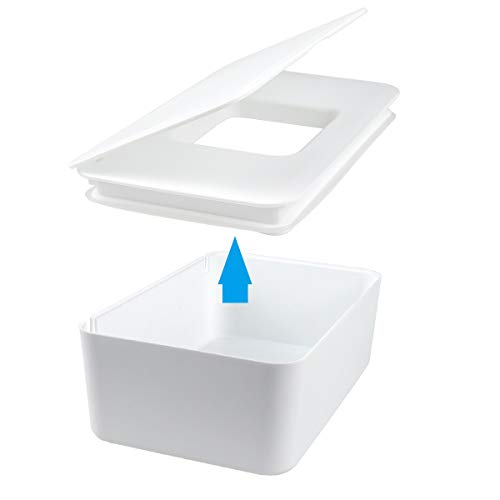 DOERDO 2 PCS Baby Wipe Dispenser Wet Wipe Holder with Lid Wipes Tissue Case Tissue Storage Box Keeps Baby Wipes Fresh and Safe(Black,White)