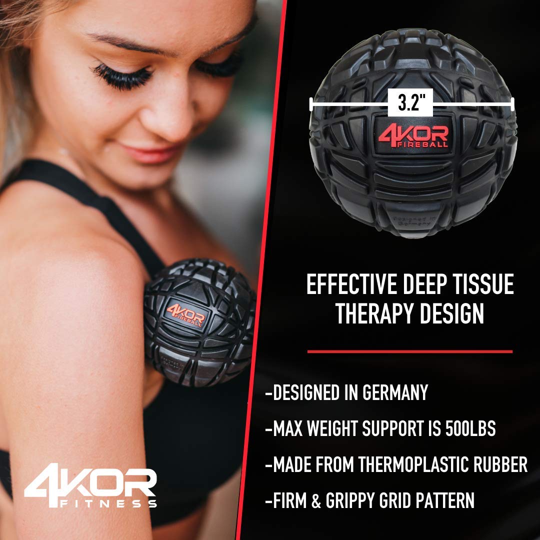 4KOR Massage Balls for Physical Therapy - Trigger Point Balls - Muscle Relief for Back, Neck, Shoulder, Foot Pain - Fitness Massage Balls - Mobility Balls for Deep Tissue Myofascial Release