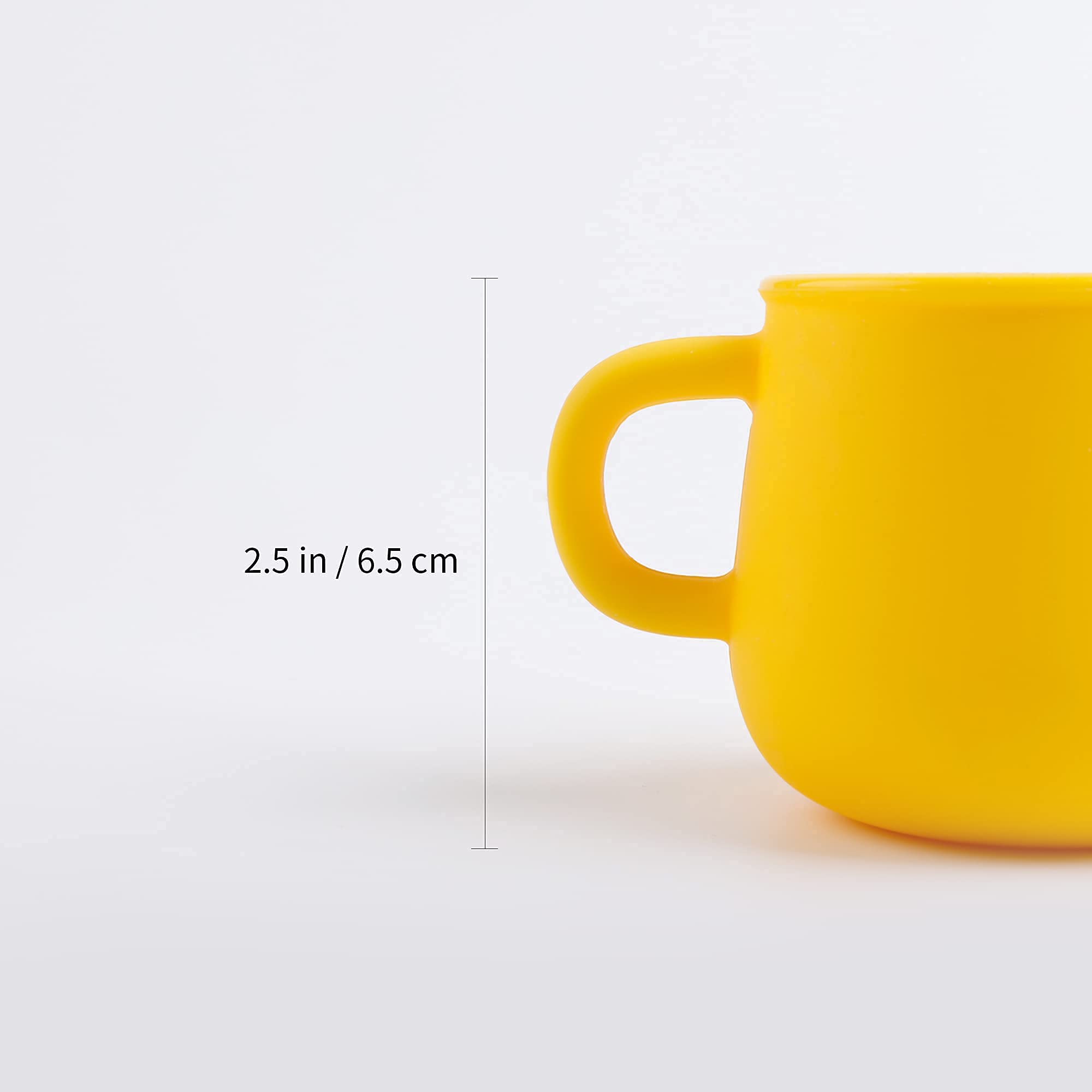 BLUE GINKGO Silicone Toddler Cups - Open Cup for Baby with Handles | Made in Korea | 8oz Training Open Cups for Toddlers 1-3 (Yellow)