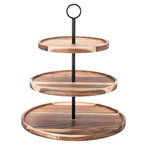 3 Tier Cupcake Stand, Large Wood Tiered Serving Tray Cupcake Tower, Serving Stand Display Dessert Cookie Candy Buffet Holder for Home Tea Party, Wedding, Farmhouse Decor, Kitchen Decor