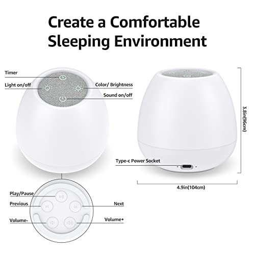 Baby Sound Machine，BGOVERSS White Noise Machine for Baby Sleeping with Night Light, Toddler Sleep Trainer with 24 Soothing Sounds, White Noise Soother with Timer, App Remote Control for Kids'Room Grey