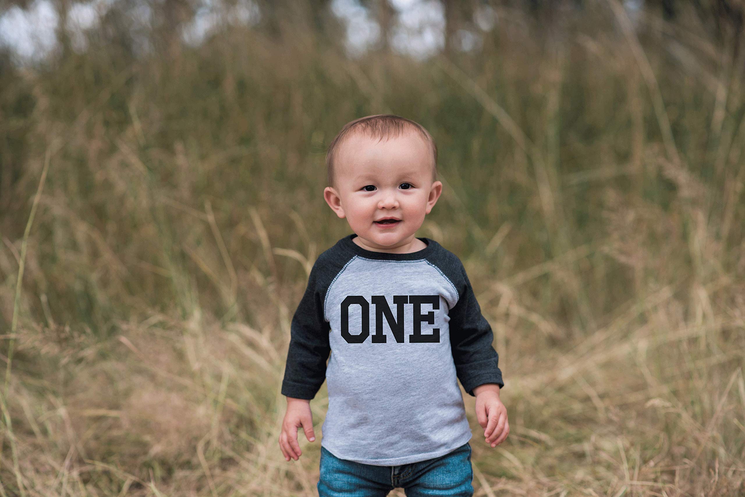 7 ate 9 Apparel Boy's One 1st 1 First Birthday Sporty Tee 18 Months Grey and Black