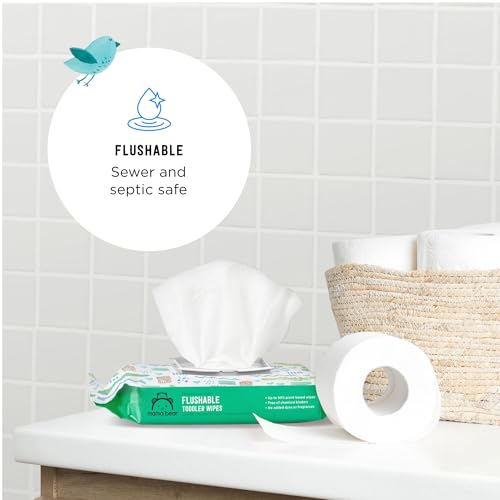Amazon Brand - Mama Bear Fragrance Free Hypoallergenic Flushable Toddler Toilet Wipes, 336 Count (8 Packs of 42)