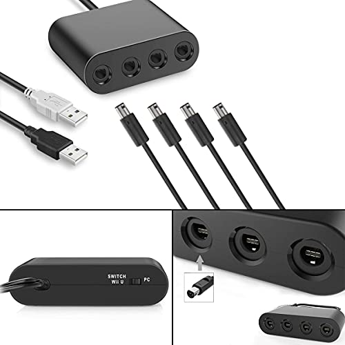 4 Controllers for Gamecube,with 4 Extension Cables and 4-Port USB Adapter for Switch PC Wii U Console (BPOS)