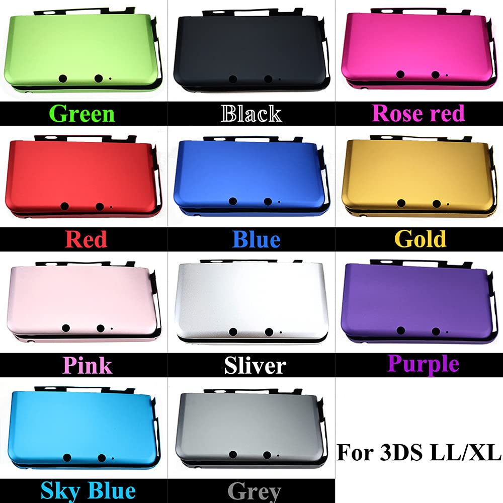 Aluminium Alloy Protective Case Front Back Faceplate Plates Top Cover & Bottom Battery Housing Shell Case Cover for 3DS XL LL Console - Red