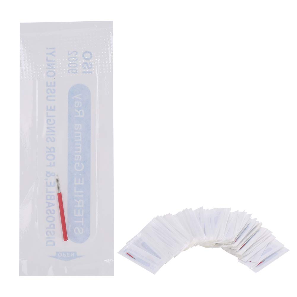 100pcs Microblading Needles Eyebrow Tattoo Needle Semi‑permanent Manual Tattoo Needle Piercing Tattoo Supplies for Beauty Personal Care Tattoo(5RL)