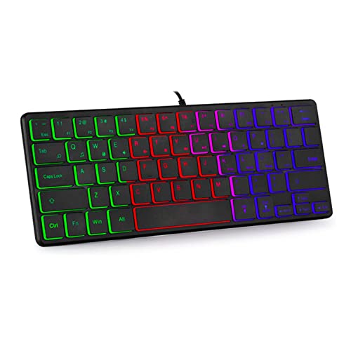 64 Keys Gaming Keyboard Mini Mechanical Illuminated Compact Ergonomic Game Waterproof Three-Color for Typist Travel Business Windows