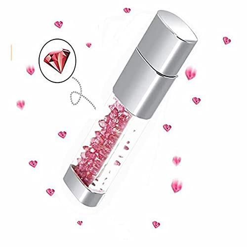64GB USB 2.0 Flash Drive Rhinestone Diamond Crystal Flash Drive Glitter Lipstick Case Shape USB Drive Shining Necklace Jump Drive Pen Drive Funny Memory Stick for Gift (64GB, Sakura Pink)