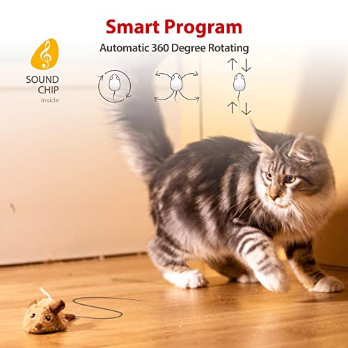 Gigwi Cat Toys for Indoor Cats, Interactive Cat Toys for Cat Exercise, Automatic Moving Kitten Toys with Real Mouse Sound