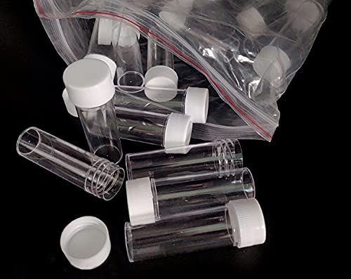 12Pcs 25ml Plastic Vial Tube with Screw Caps Test Tubes Sample Vial Storage Containers for Lab Scientific Experiments