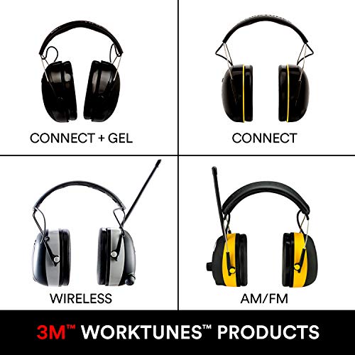 3M WorkTunes Hearing Protector with AM/FM Radio, NRR 24 dB,Black/Yellow