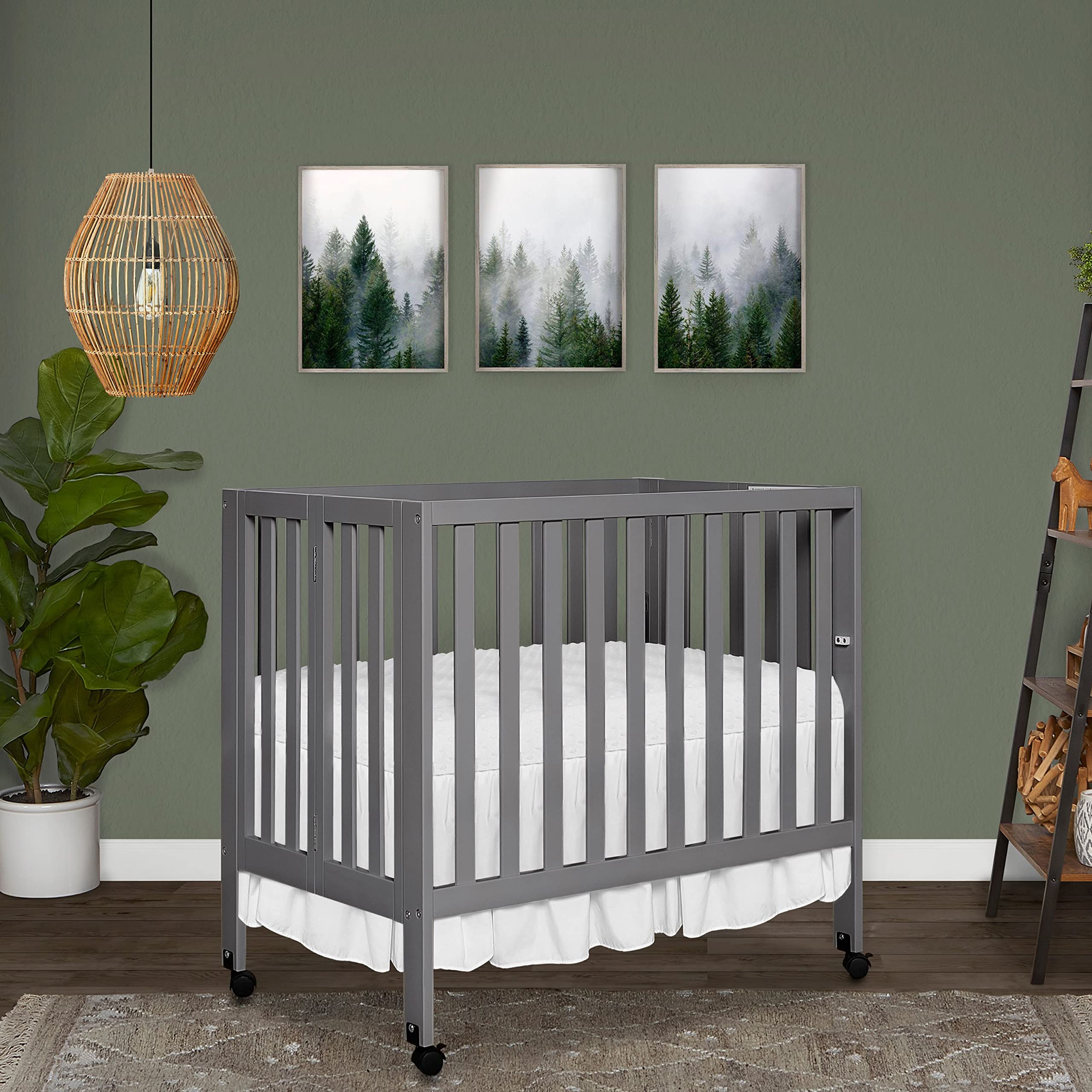 Dream On Me Jett Non-Full Size Folding Convertible Crib, Lightweight Portable Crib, Three Adjustable Mattress Height Settings, Easy to Fold Travel Crib, 1.5” Mattress Pad Included