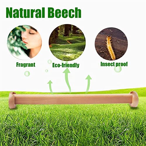 1pcs Wooden Oval Wardrobe Closet Rod for Hanging Clothes Premium Closet Pole Wardrobe Cross- bar Clothes Hanging Rods Polished Natural Beech Wardrobe Closet Rod with End Supports for Closet Storage