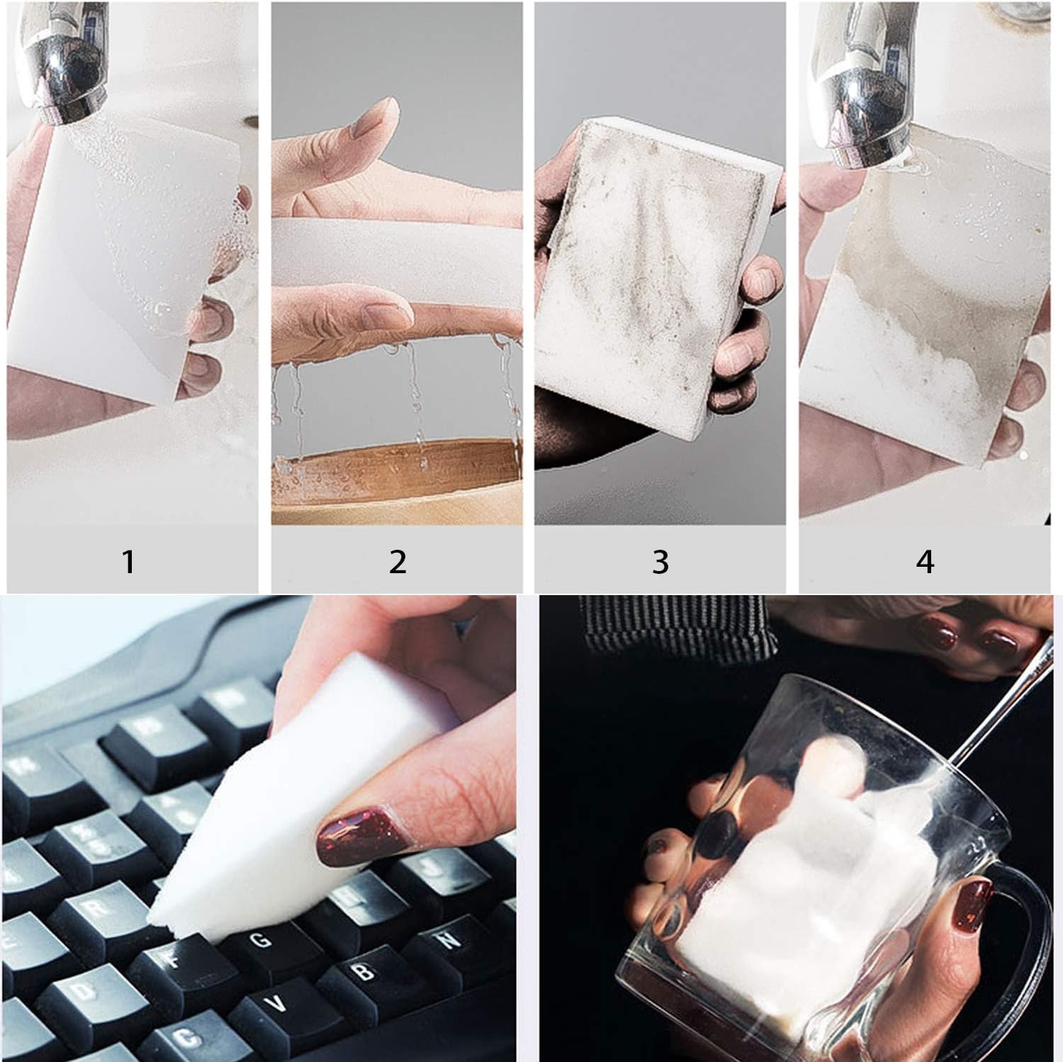 100/50 Pieces Magic Eraser Sponge Cleaning Pads for Furniture, Walls, Cars, Kitchens, bathrooms, Windows (100)