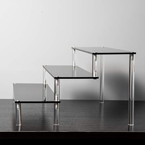 Black 3 Tier Acrylic Cupcake Display Stand, Collection Organizer Shelf, Desserts Holder,Display Riser for Cupcake (2 Pack 12β x 10.2" x 6.3" )
