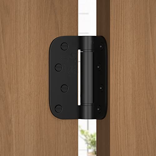 3Pack Black 4 Inch Self Closing Spring Door Hinge 5/8" Radius Corners Residential & Heavy-Duty Door Hardware Black Adjustable Door Hinges