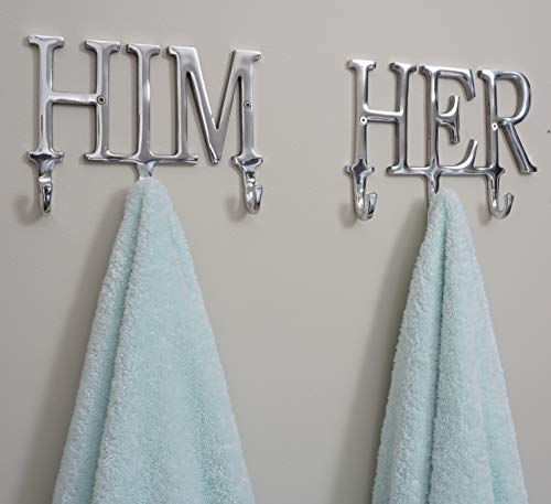 Bliss & Dane His and Hers Towel Hooks for Bathrooms | Set of 2 HIM and HER | Towel Racks for Bathroom |6 Robe Hooks | Bathroom Organizer | Wall Mounted | Bathroom Towel Rack | His and Hers Gifts